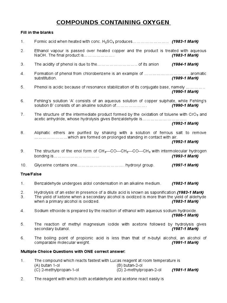 Oxygen-Containing Compounds Overview | PDF | Ethanol | Aldehyde