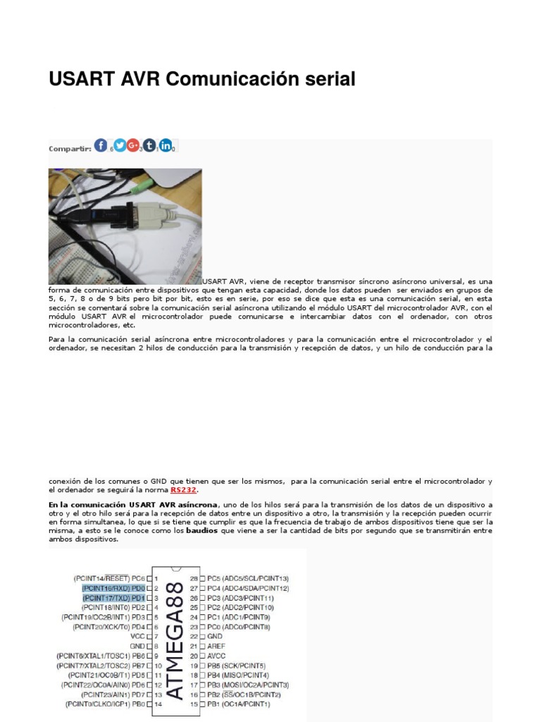 Comunicación Serial con USART AVR | PDF | Microcontrolador | Poco