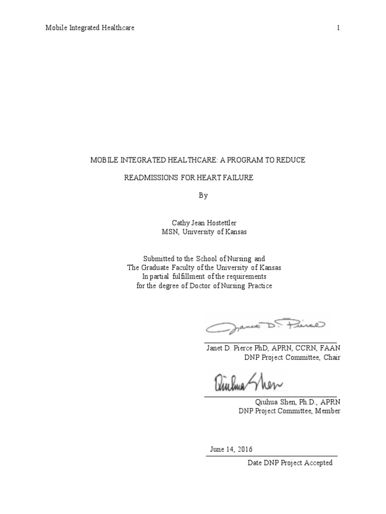 Mobile Integrated Health Care: A Program To Reduce Re-Admissions For ...