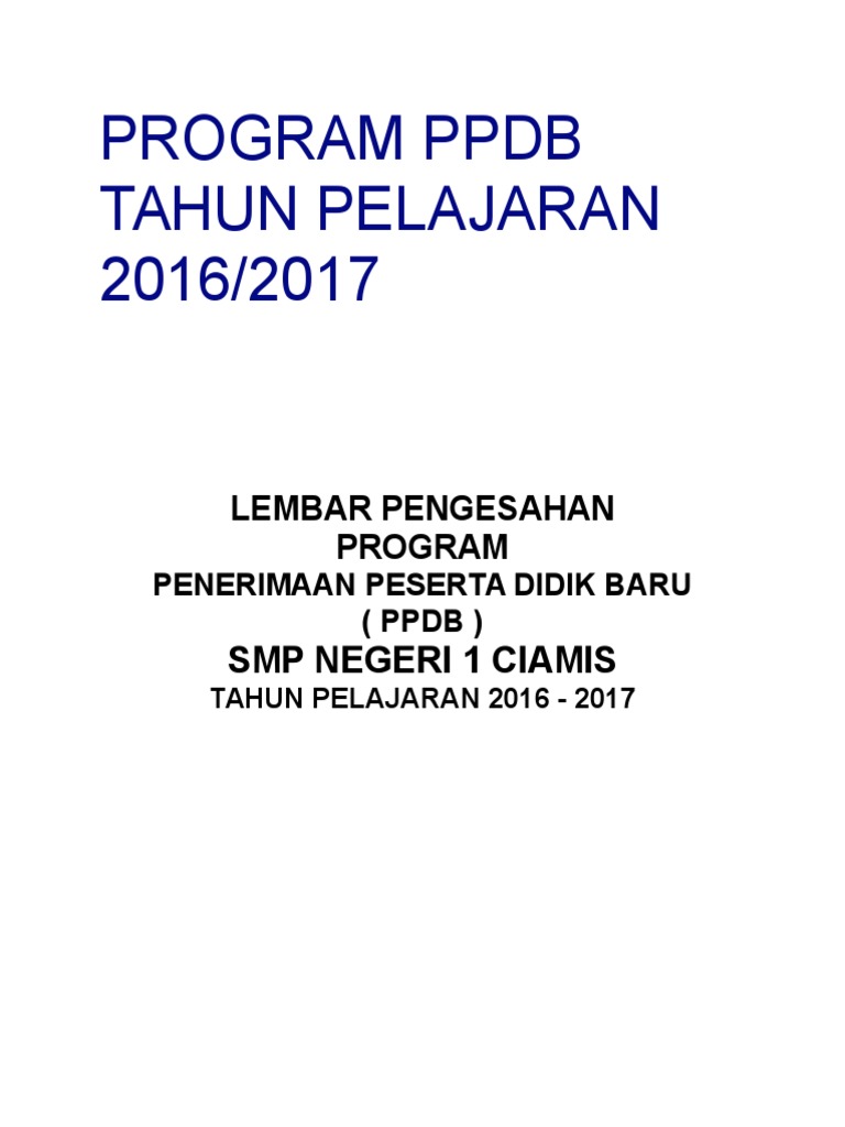 Program PPDB Tahun Pelajaran 2016 | PDF | Karier & Perkembangan | Bisnis