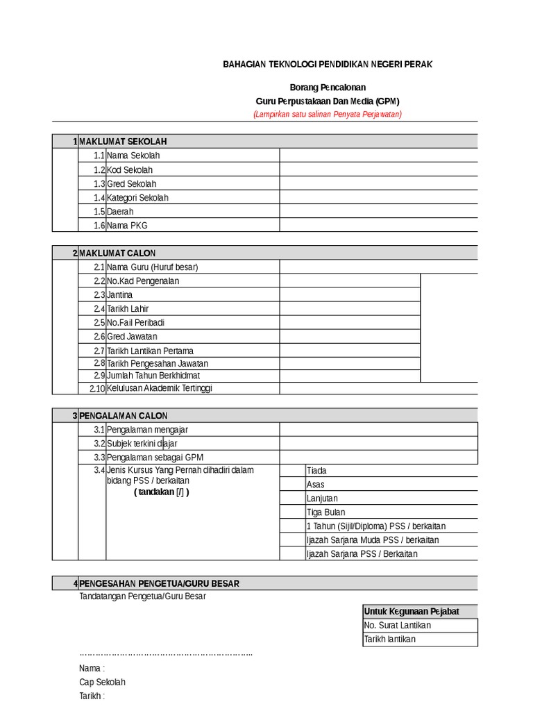 Borang Pencalonan GPM | PDF