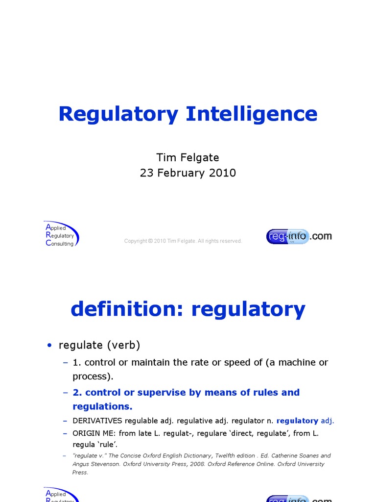 Regulatory Intelligence - Slides From SPIN 23.02.10 | PDF | Data ...