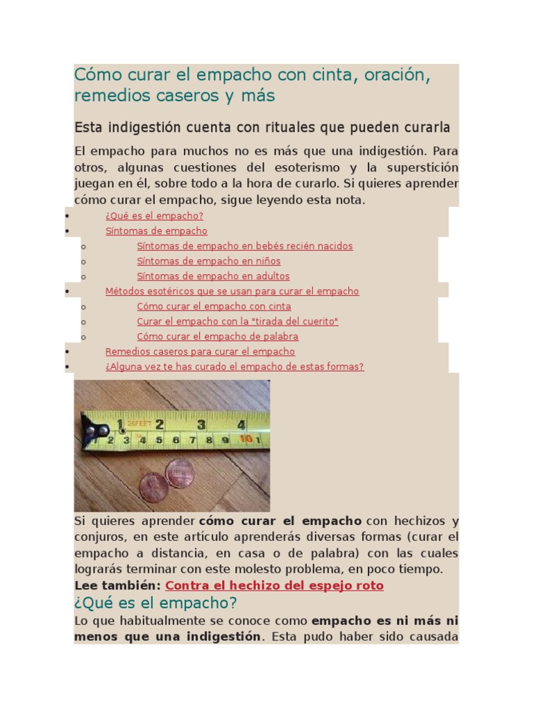 Cómo Curar El Empacho Con Cinta | PDF | Enfermedades y trastornos ...