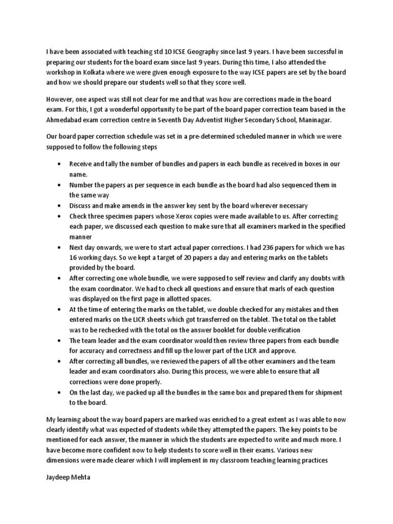 ICSE Board Exam Paper Correction Process | PDF | Education Theory ...