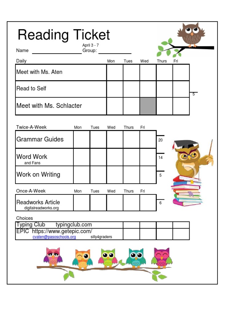 Reading Ticket | PDF | Language Arts & Discipline