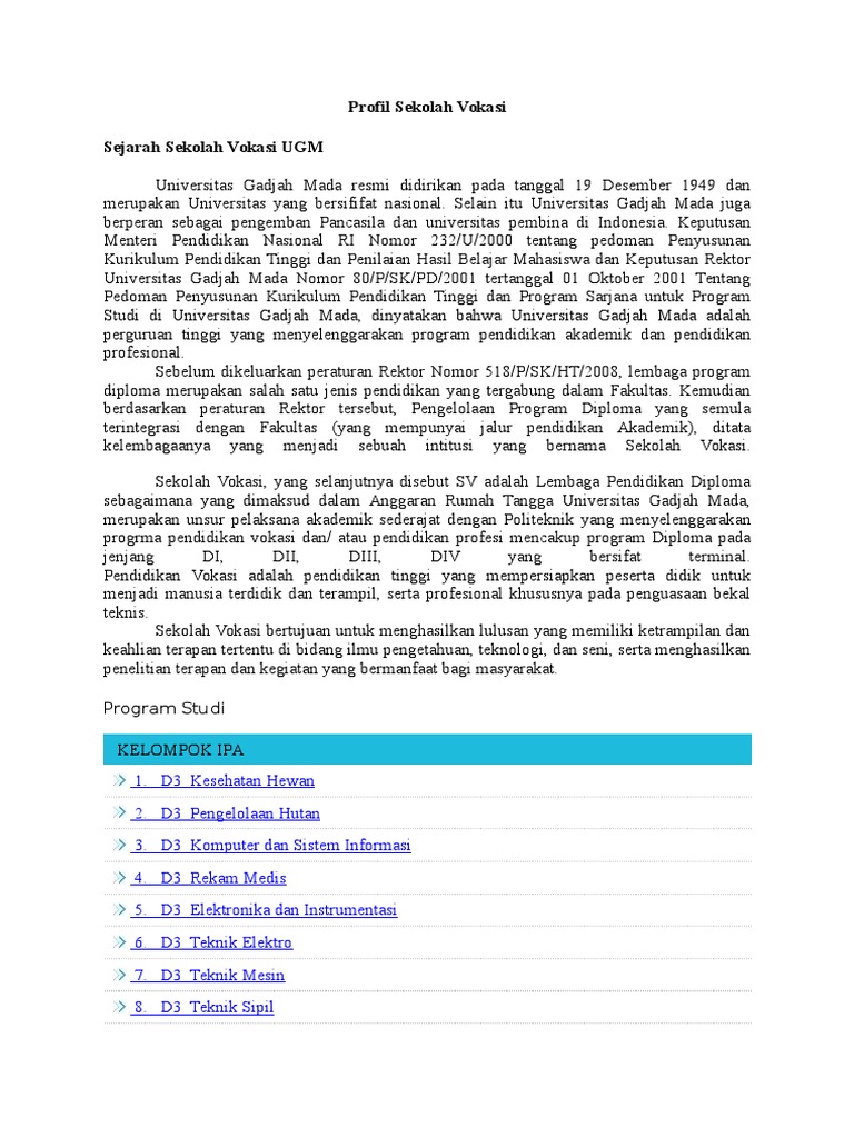 Profil Sekolah Vokasi | PDF | Komputer
