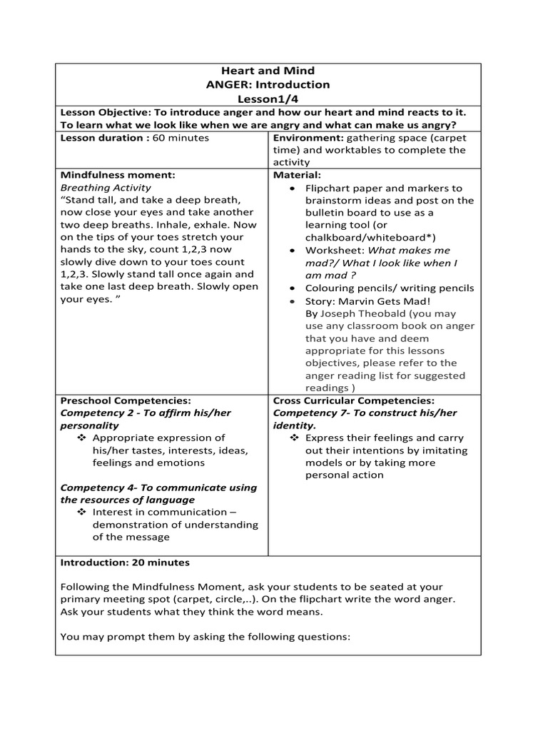 Lesson Plans Anger | PDF | Anger | Emotions