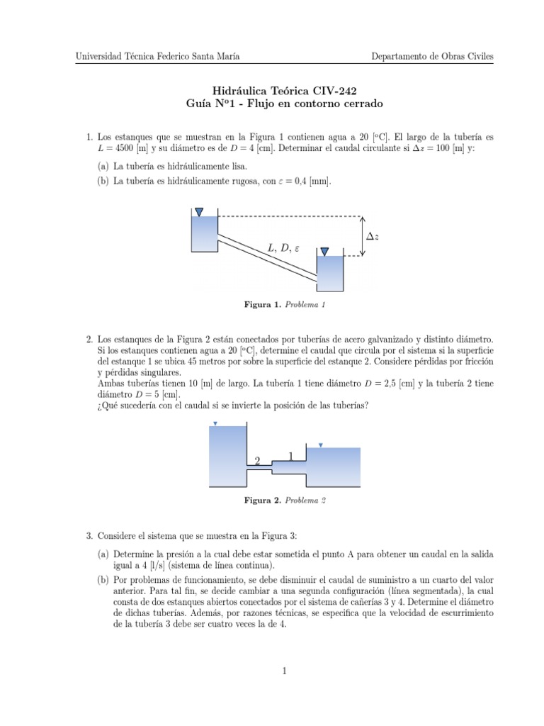 Guia N°1 - Flujo en Contorno Cerrado PDF | PDF | Tubería (transporte de ...