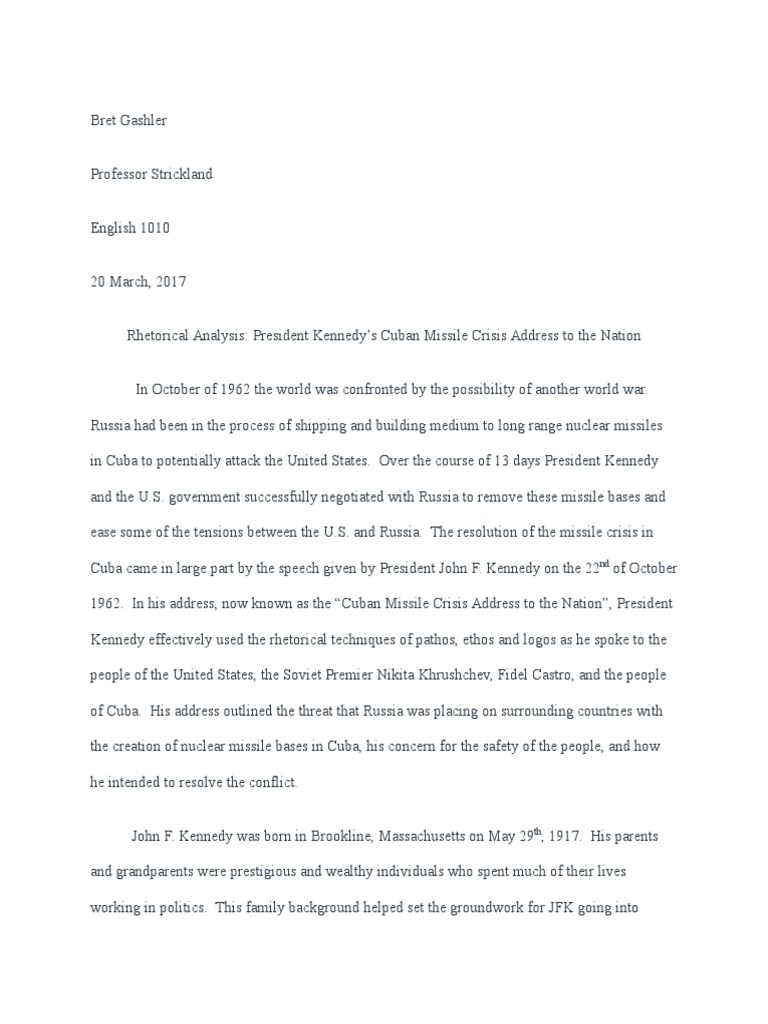 JFK's Rhetorical Mastery in Crisis Speech | PDF | John F. Kennedy ...