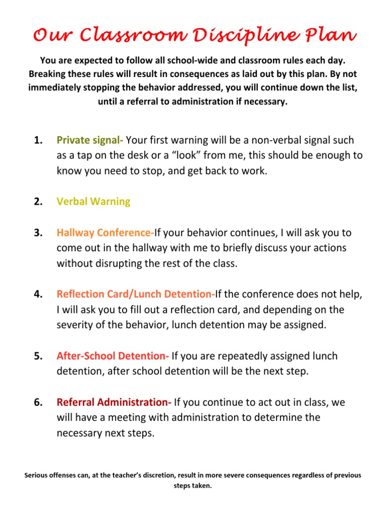 Discipline Plan | PDF