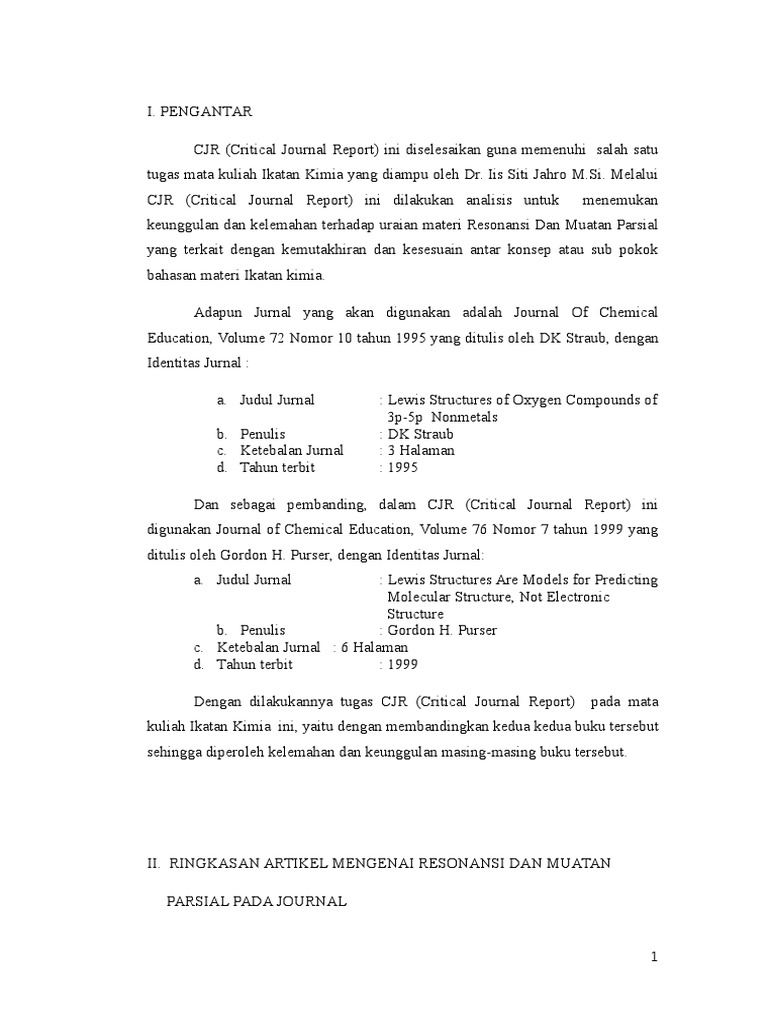 CJR Resonansi Dan Muatan Parsial | PDF | Sains & Matematika | Teknologi ...