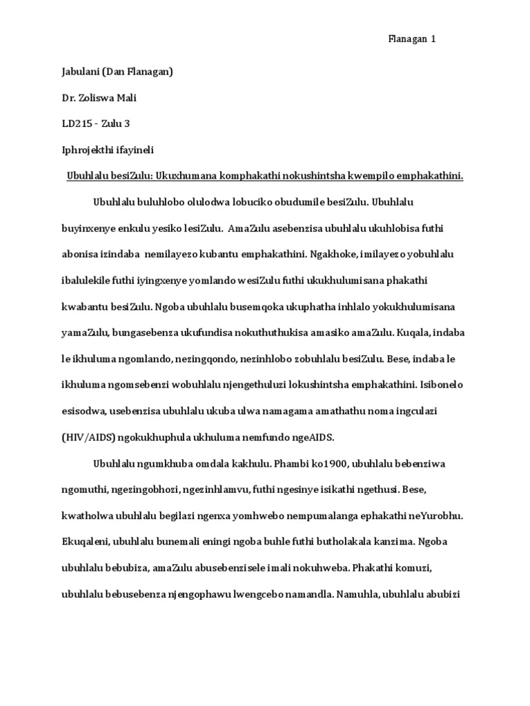 jabu - ubuhlalu besizulu final paper - final