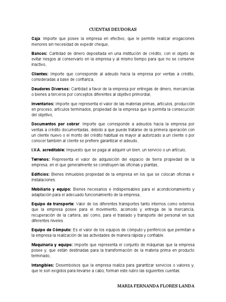 Cuentas Deudoras y Acreedoras | PDF | Crédito | Finanzas y dinero