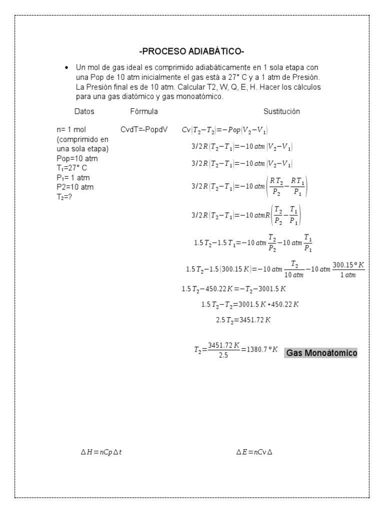 Proceso Adiabático | PDF | Gases | Química