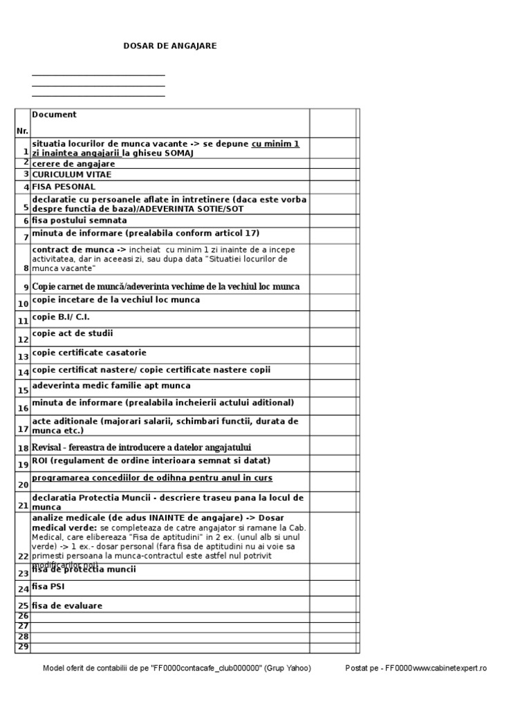 OPIS Dosar Angajare | PDF