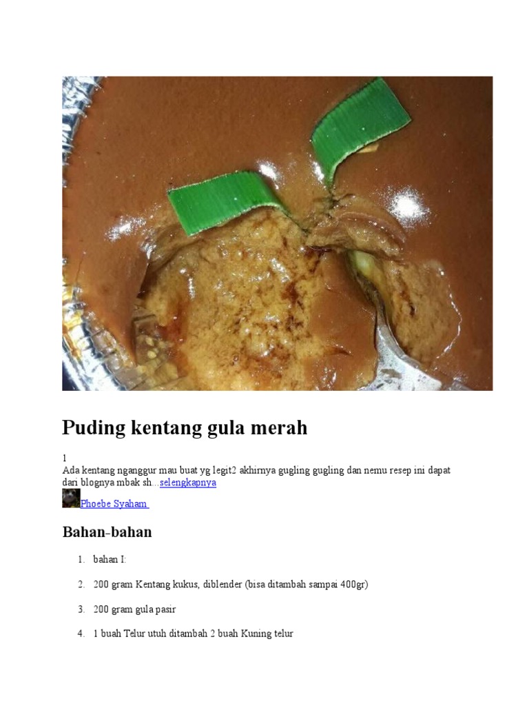 Puding Kentang Gula Merah | PDF