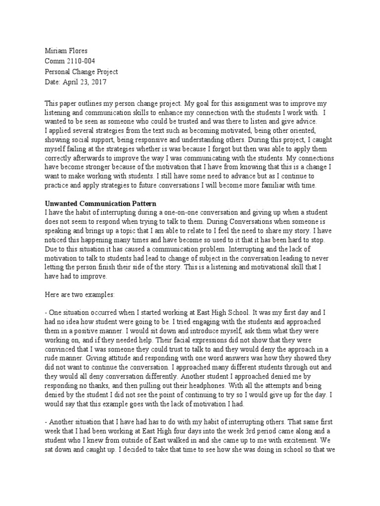 Improving Communication Skills Project | PDF | Mentorship | Conversation