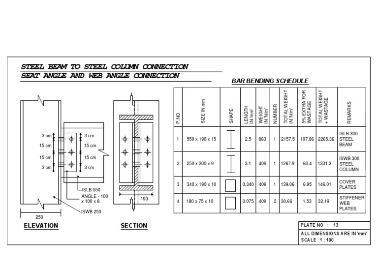 Steel Beam To Steel Column Connection Seat Angle and Web Angle ...