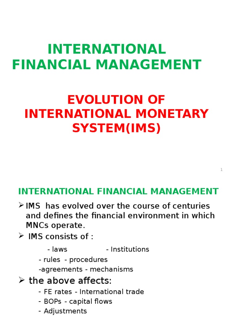 IFM - Evolution of IMS | PDF | Special Drawing Rights | Floating ...