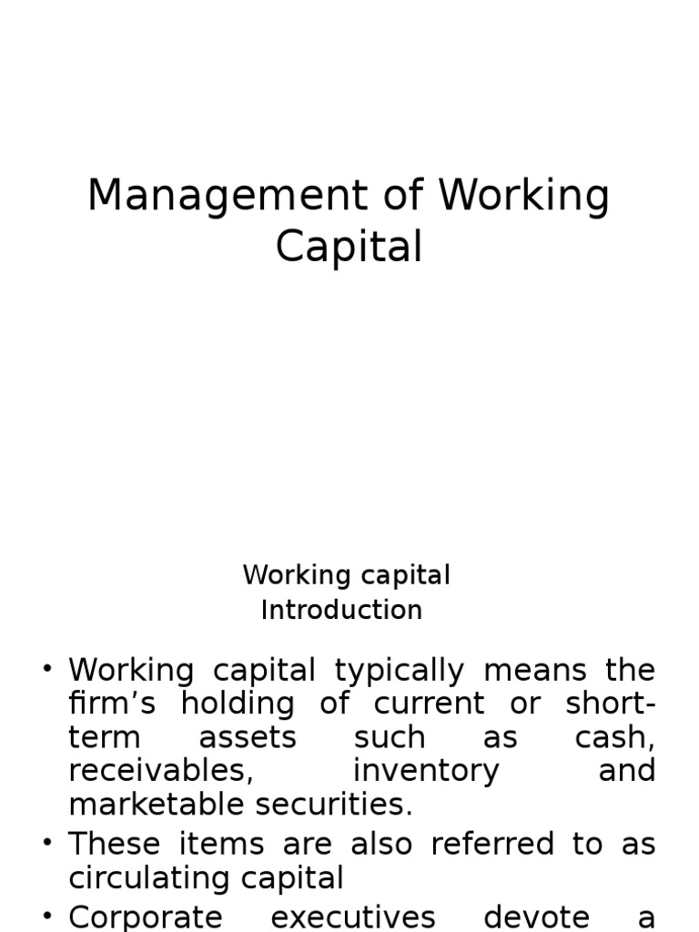 Working Cap Mgt. | PDF | Working Capital | Financial Capital