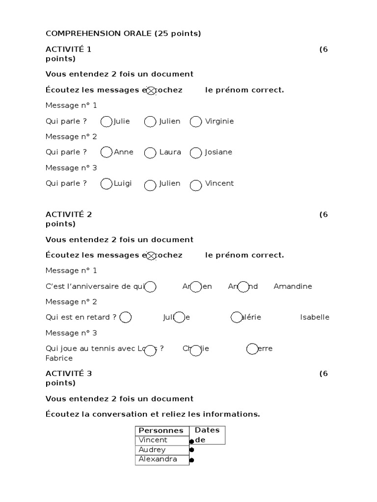 Compréhension orale et production écrite | PDF