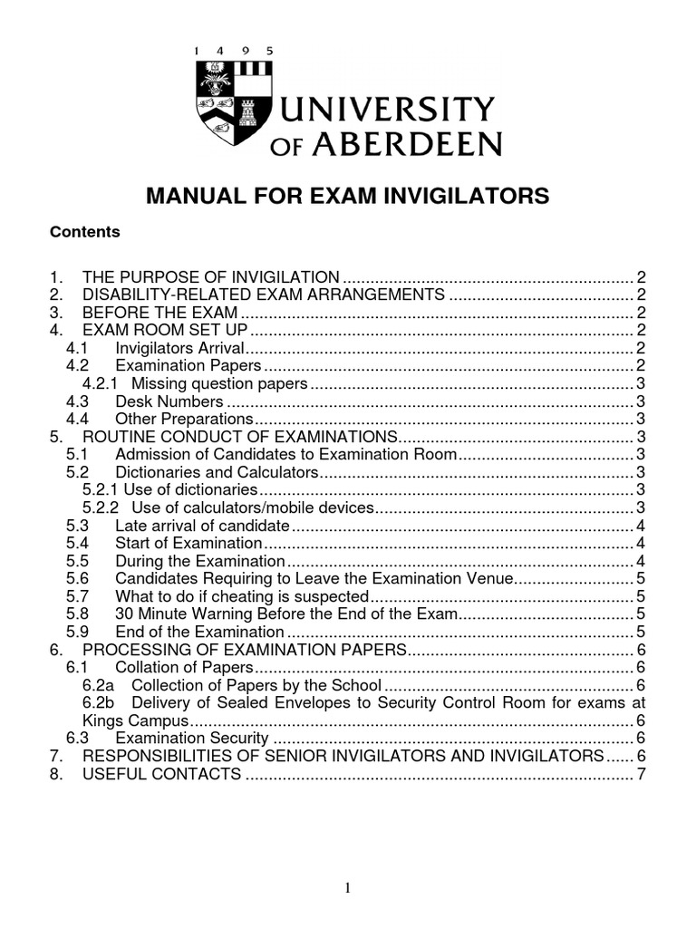 Manual For Exam Invigilators | PDF | Test (Assessment) | Test/Examination