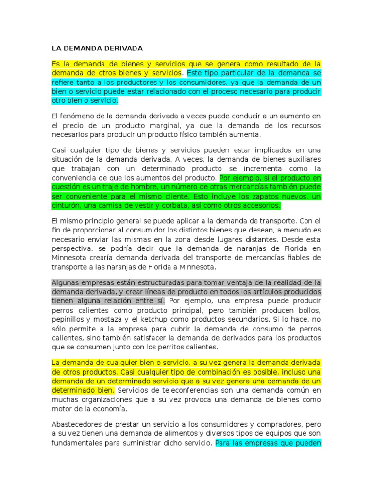 La Demanda Derivada | PDF | Demanda | Bienes