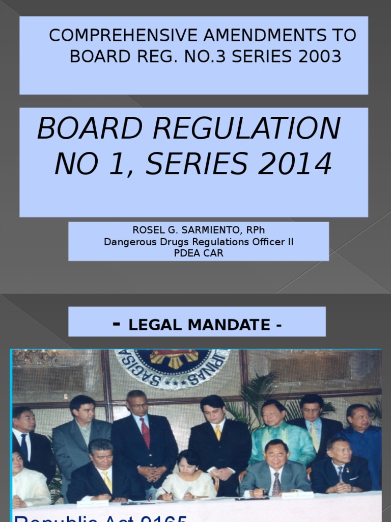 Lecture On Board Regulation 1 Series 2014 To Hospital RPH and ...