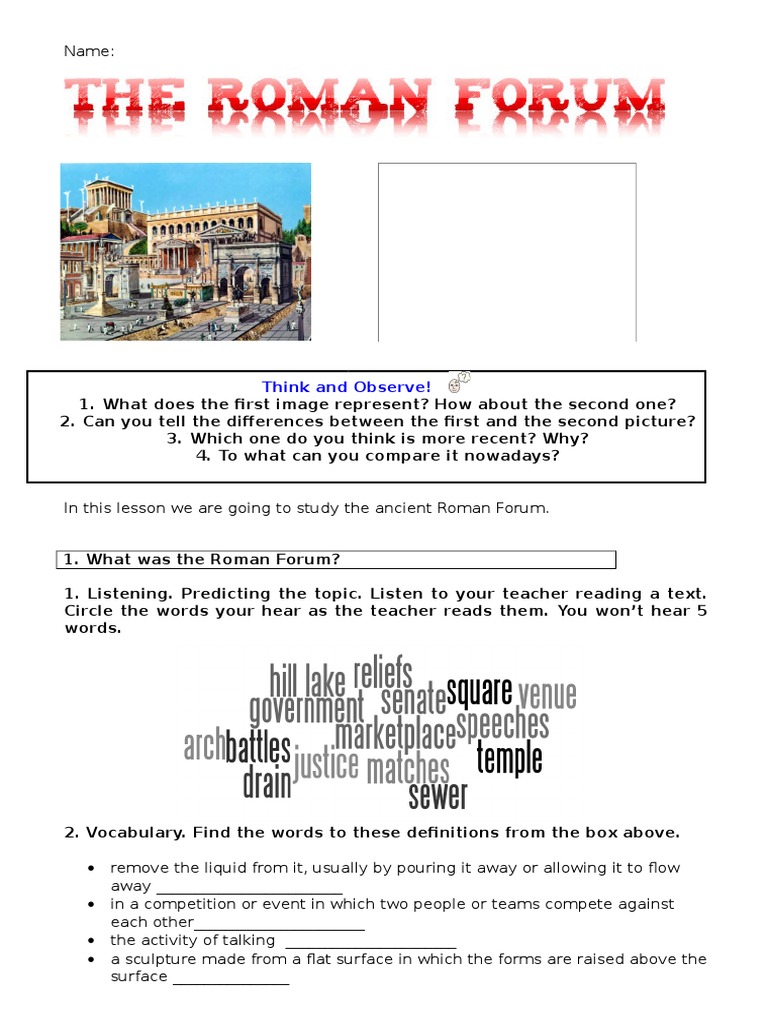 Roman Forum Worksheet | Classical Antiquity | Ancient Europe