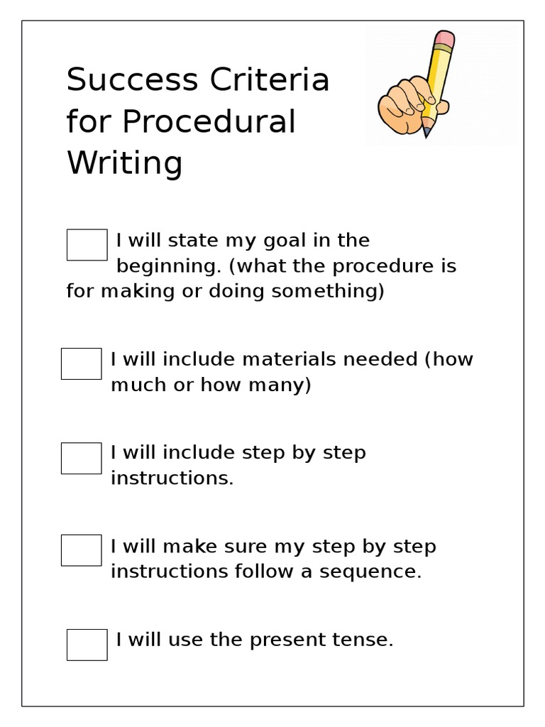 Success Criteria For Procedural Writing | PDF