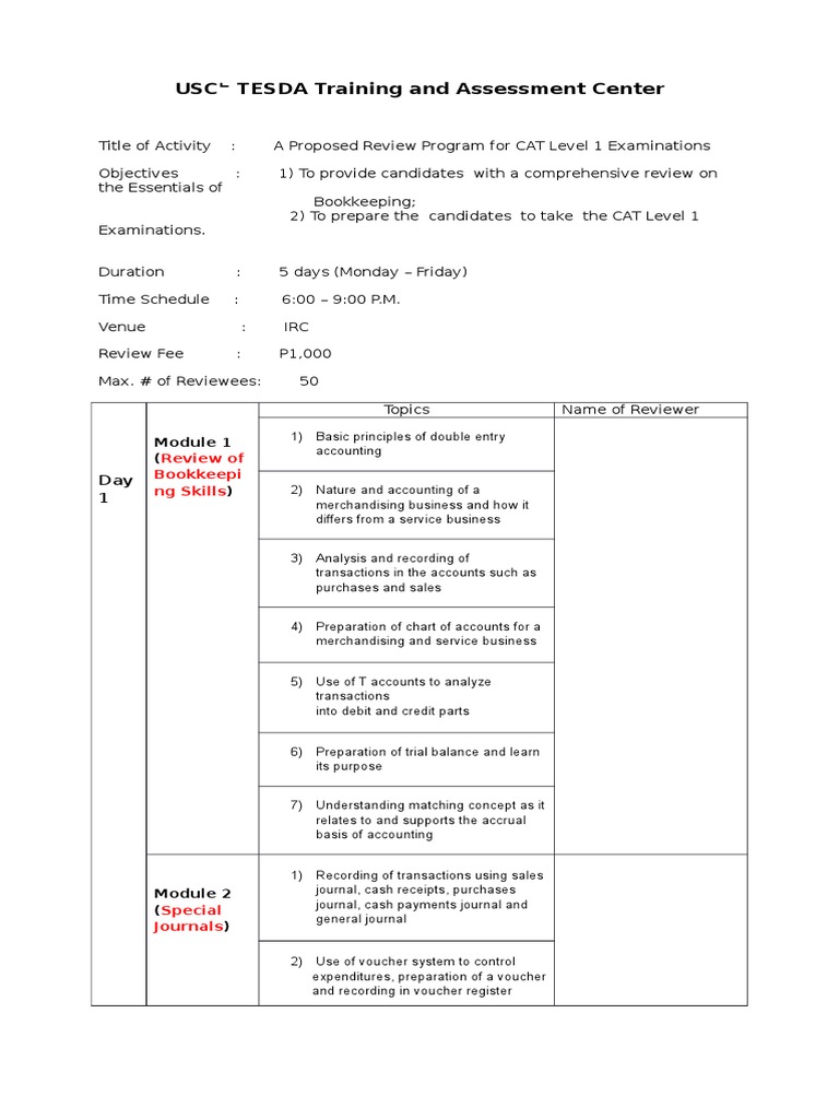 Proposed Review For CAT Level 1 Final | PDF
