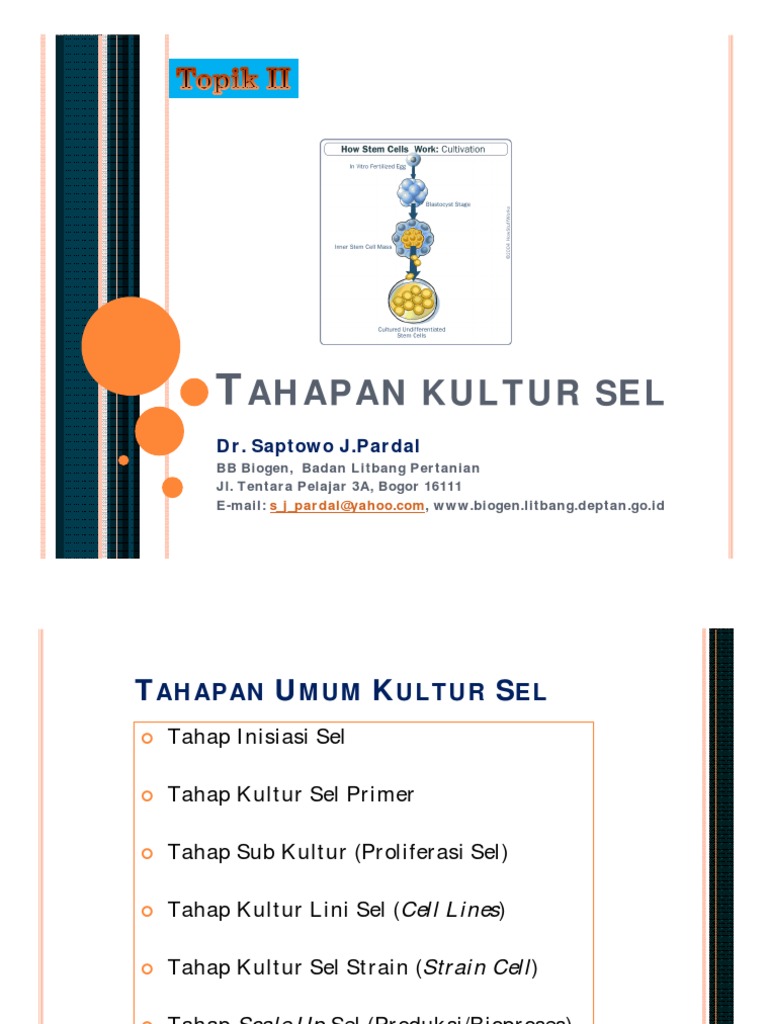 Materi Kuliah II (Tahapan Kultur Sel) | PDF