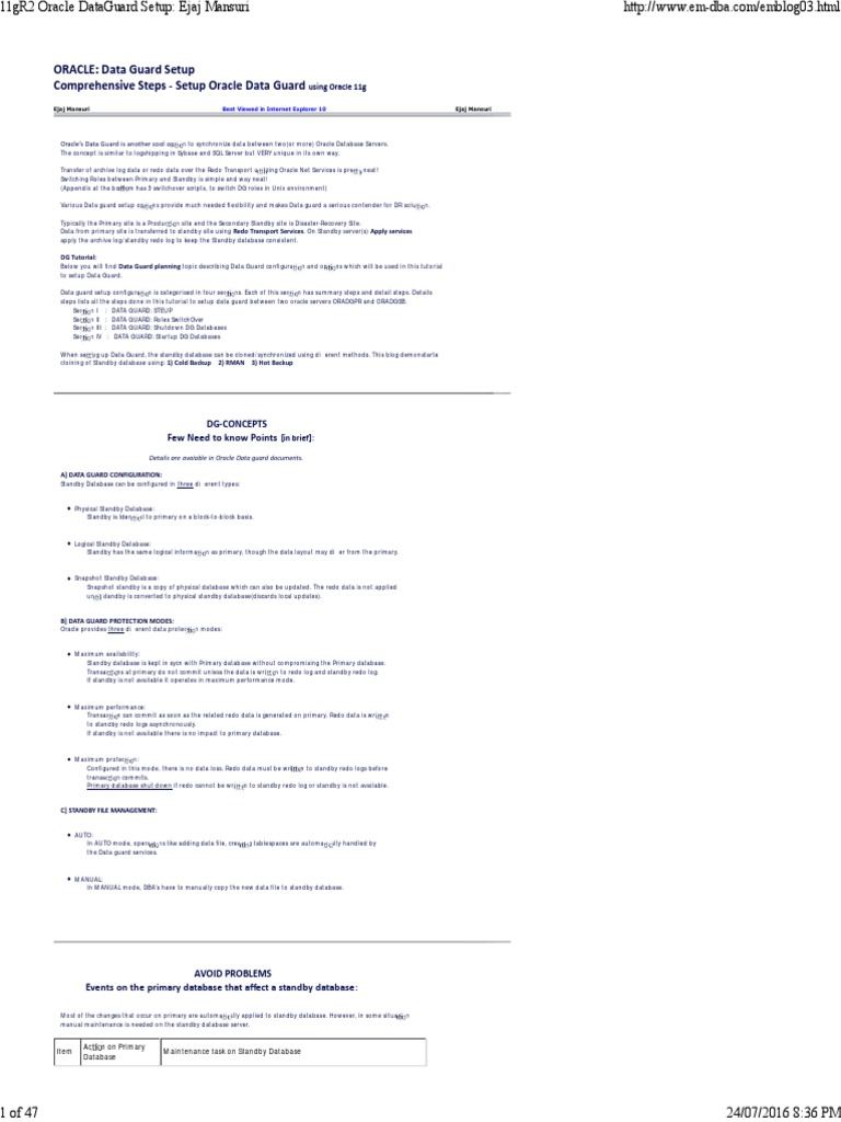 Dataguard Full Setup | PDF | Oracle Database | Point Of Sale