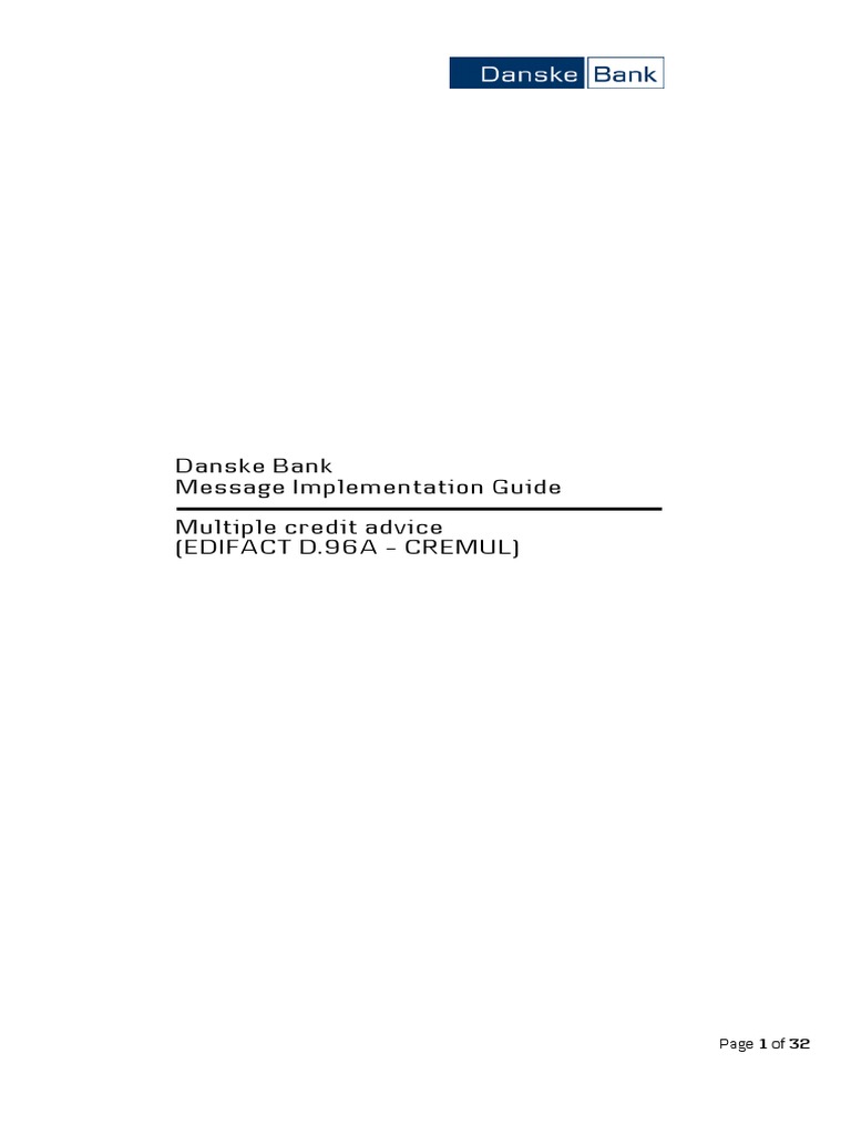Danske Bank Message Implement at Ion Guide Multiple Credit Advice ...