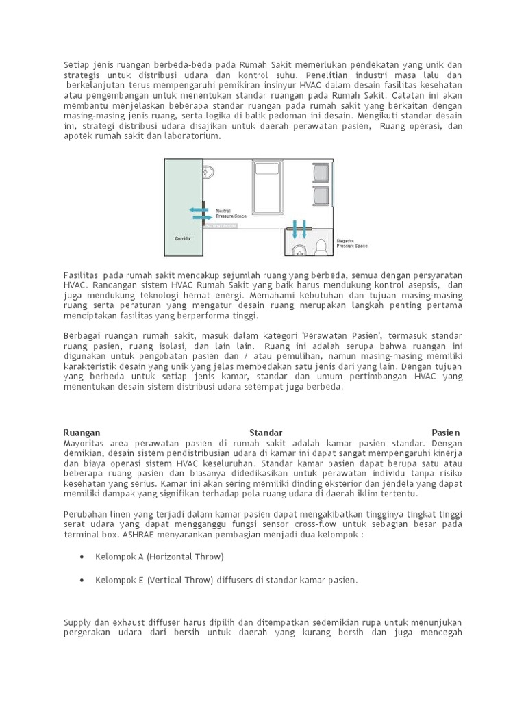 Standar Ruang Isolasi di Rumah Sakit | PDF