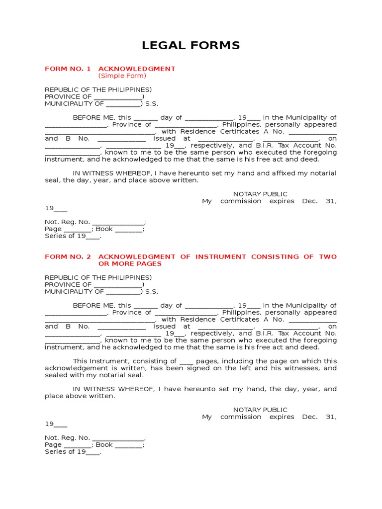 Sample Legal Forms | PDF | Mortgage Law | Affidavit
