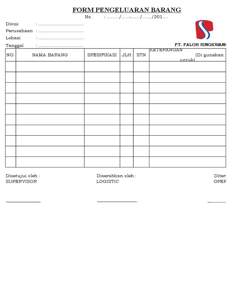 Formulir Pengeluaran Barang | PDF
