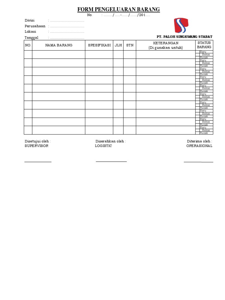 Form Pengeluaran Barang | PDF