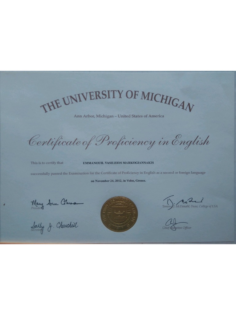 Certificate of Proficiency in English | PDF