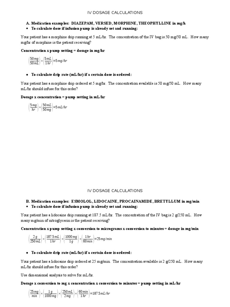 IV Dosage Calculations | Dose (Biochemistry) | Pharmacy