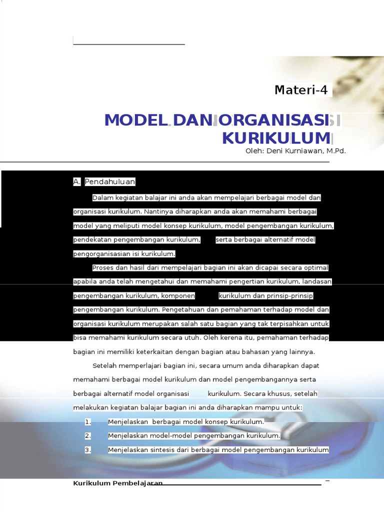 Model dan Organisasi Kurikulum Terapan | PDF