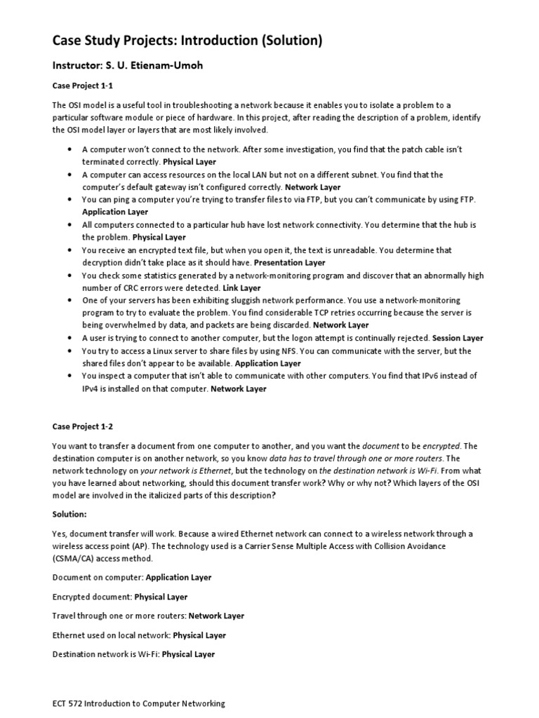 Case Study Projects 1 Solution | PDF | Osi Model | Ethernet