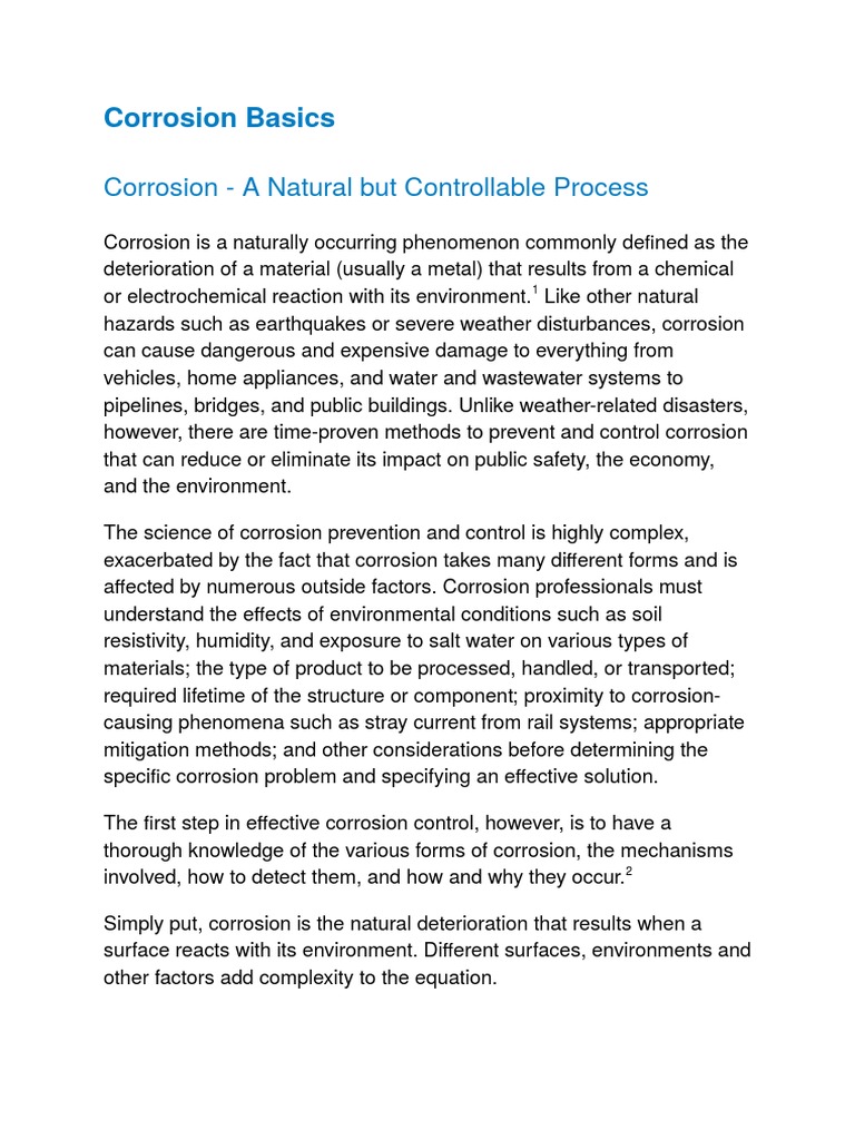 Corrosion Basics Pdf Anode Corrosion