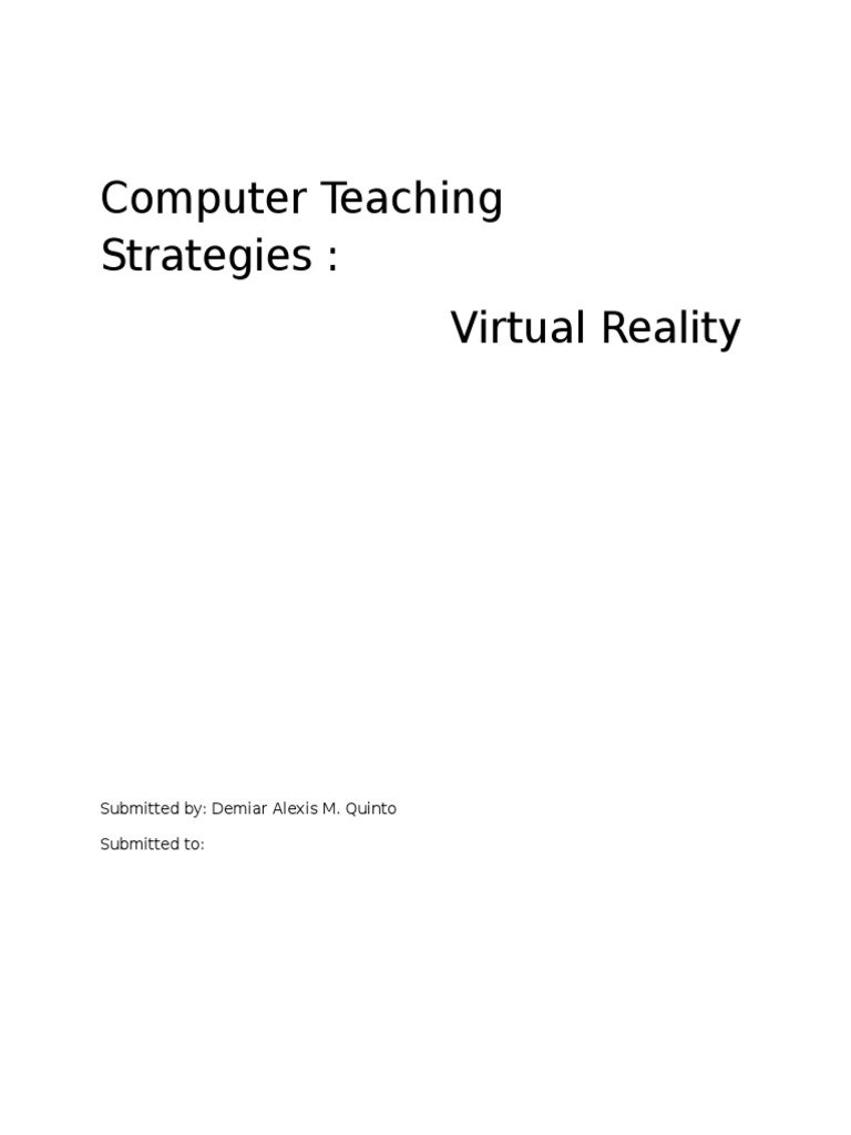 Computer Teaching Strategies | PDF | Virtual Reality | Computing