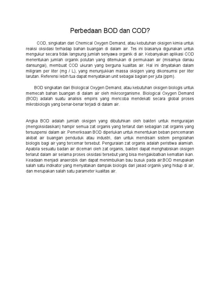 Perbedaan BOD Dan COD | PDF
