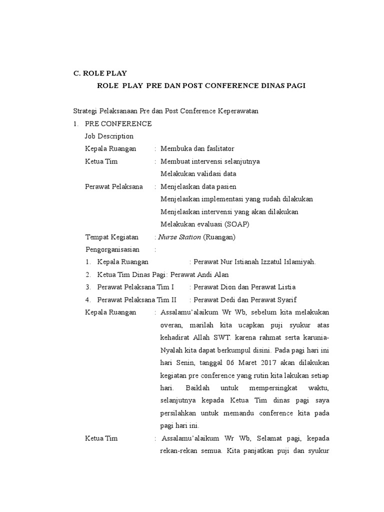 Role Play Pre Dan Post Conference Acc | PDF