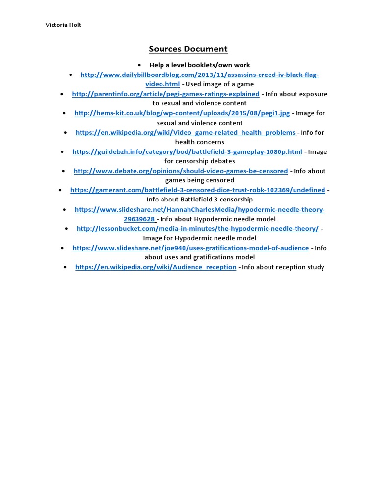 Sources Document | PDF