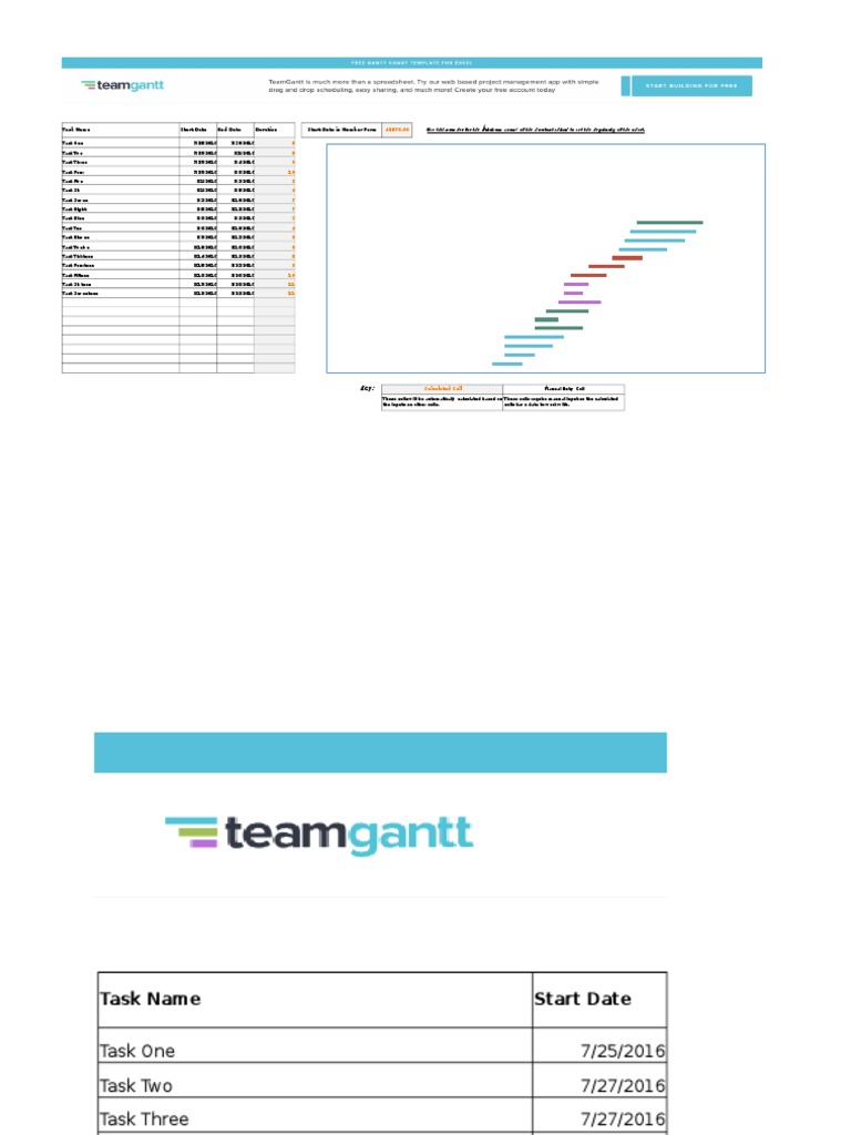 Excel Gantt Chart Template TeamGantt | PDF | Areas Of Computer Science | Computing