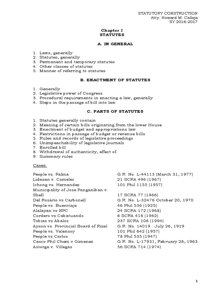 2016-2017 Statcon Final Syllabus PDF | PDF | Ex Post Facto Law | Statutory Interpretation
