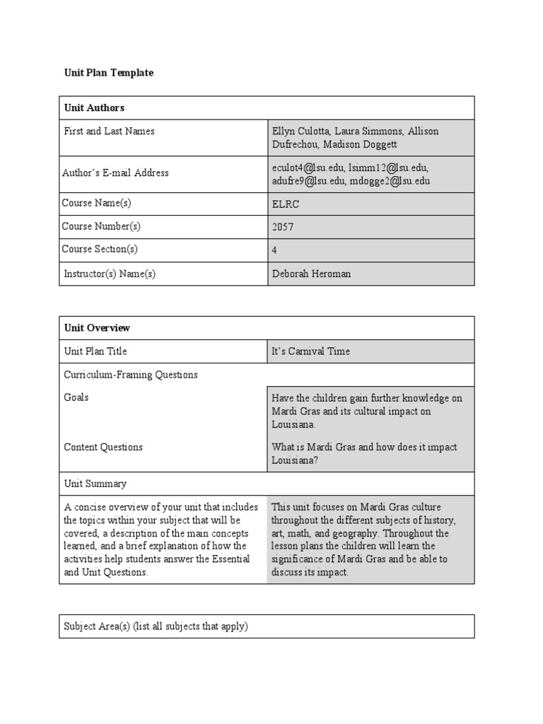 Unitplanforfinalproject 1 | PDF | Differentiated Instruction | Internet